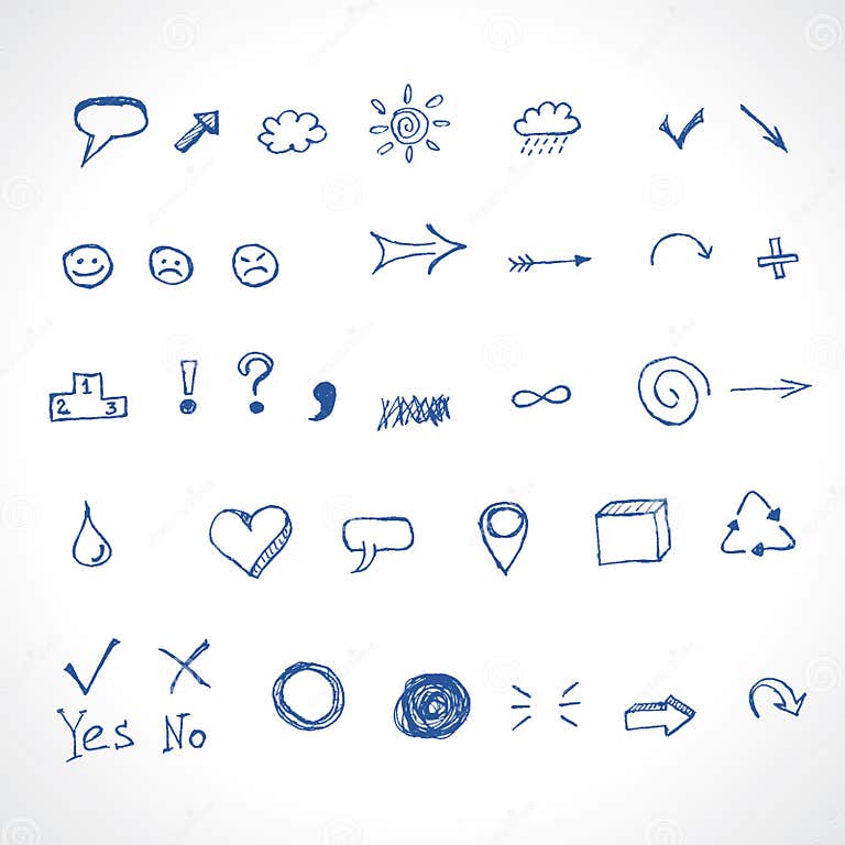 Hand drawing icons stock vector. Illustration of scribble - 43359426