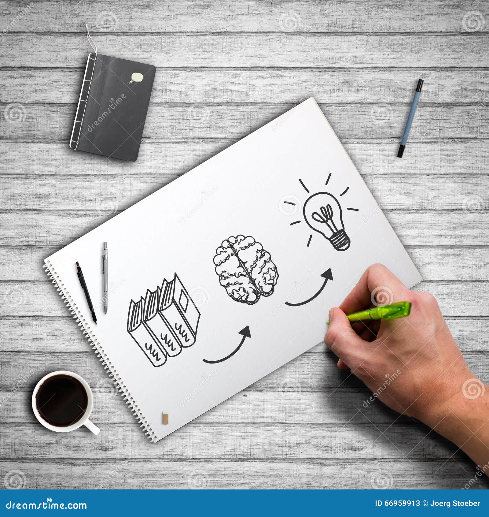 Hand Drawing Idea Creation Process Stock Image - Image of intellect ...