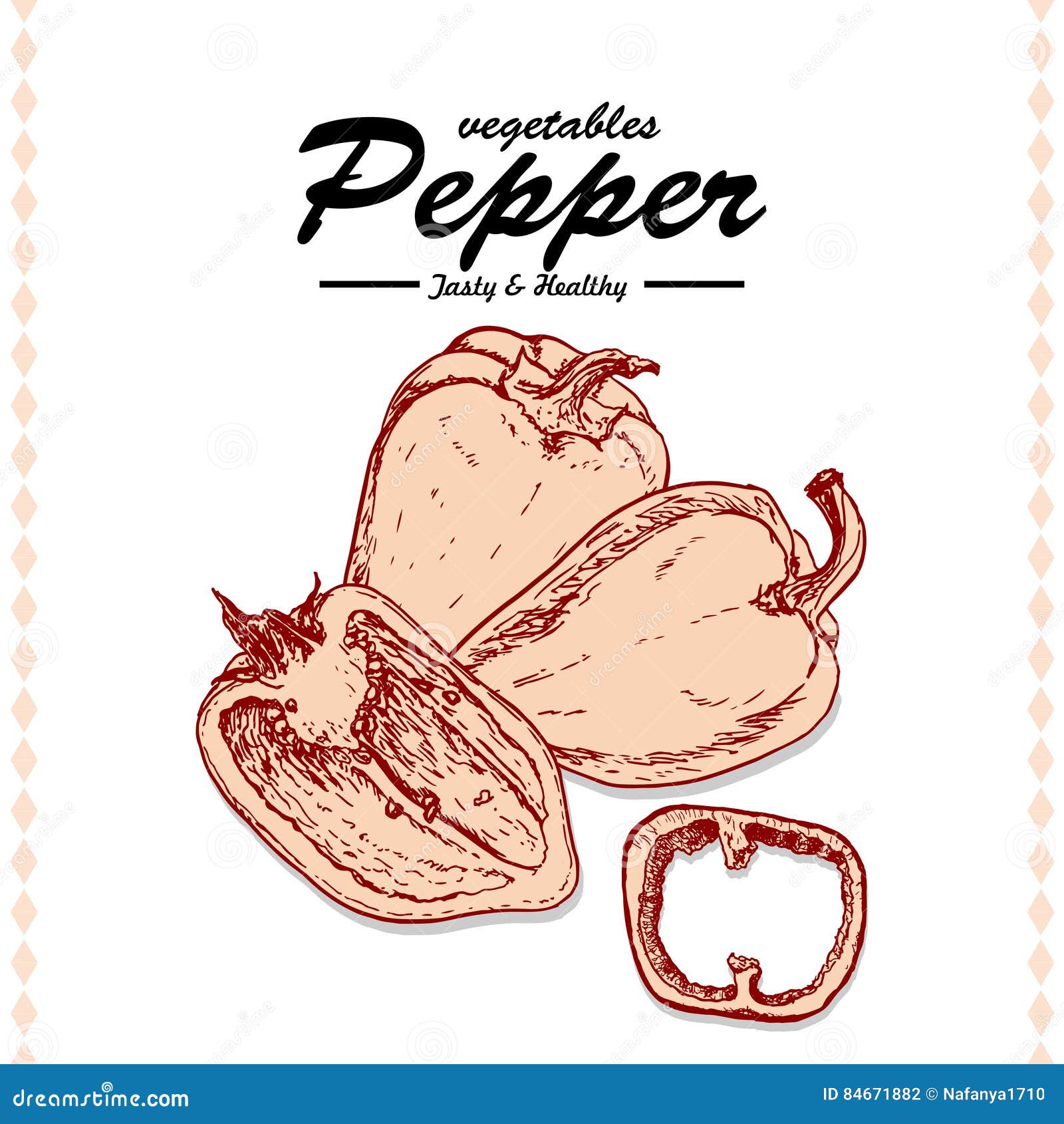 Hand Drawing Illustration of a Pepper Stock Vector - Illustration of ...