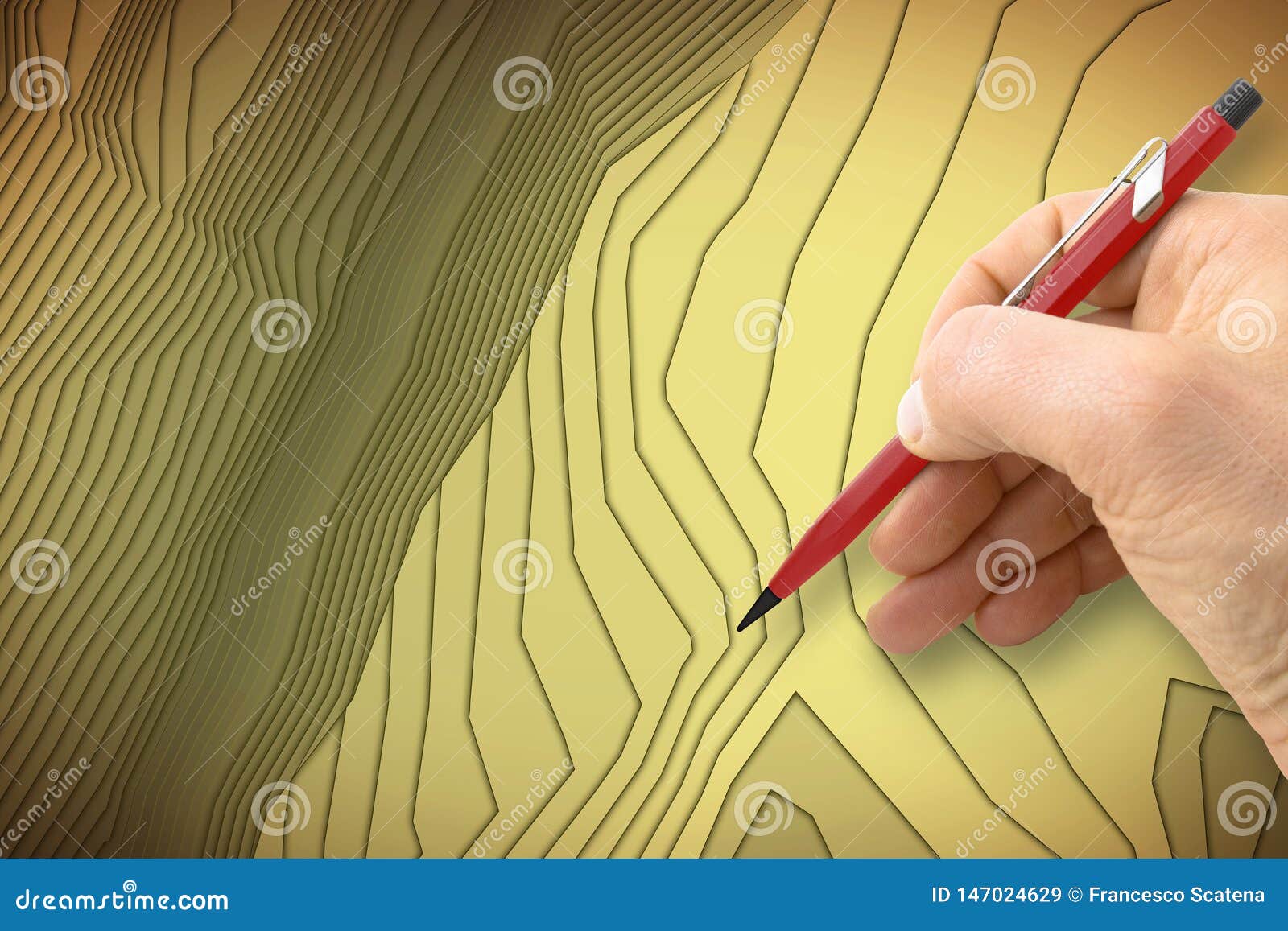 Hand Drawing an Imaginary Cadastral Map of Territory - Concept Image ...