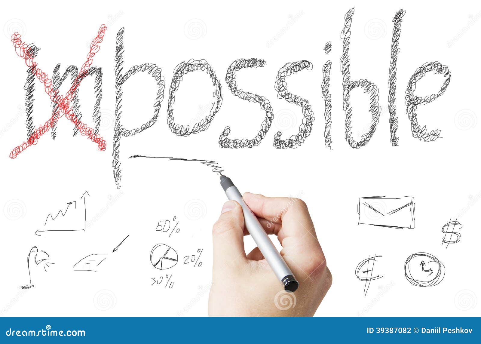 Hand drawing impossible stock photo. Image of hand, meeting - 39387082