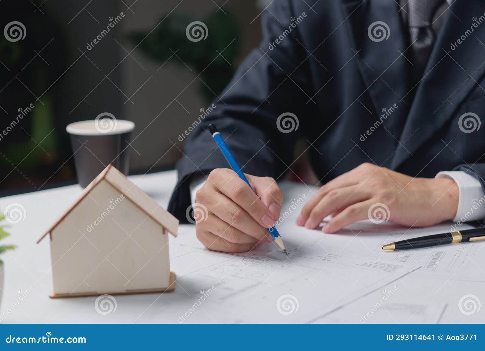 Hand Drawing Interior Creative Working Home Design Plan Blue Print ...