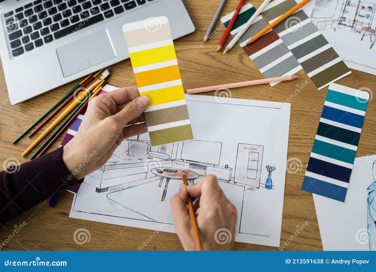 Hand Drawing Interior House Architecture Design Stock Photo - Image of ...