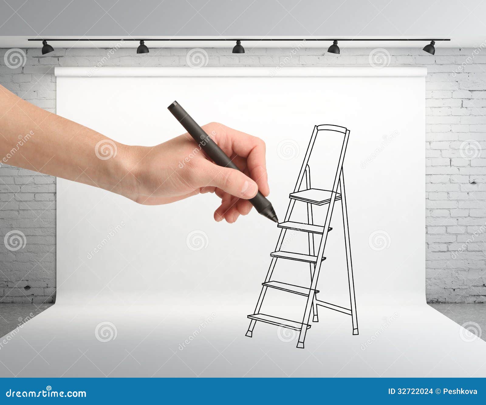 Hand drawing ladder stock illustration. Illustration of frame - 32722024