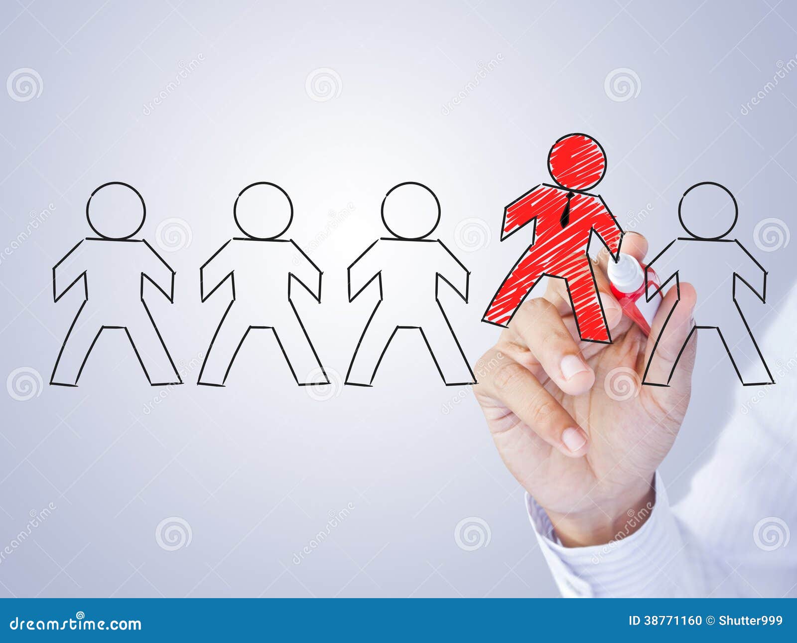 Hand Drawing Leader in Group Stock Illustration - Illustration of ...