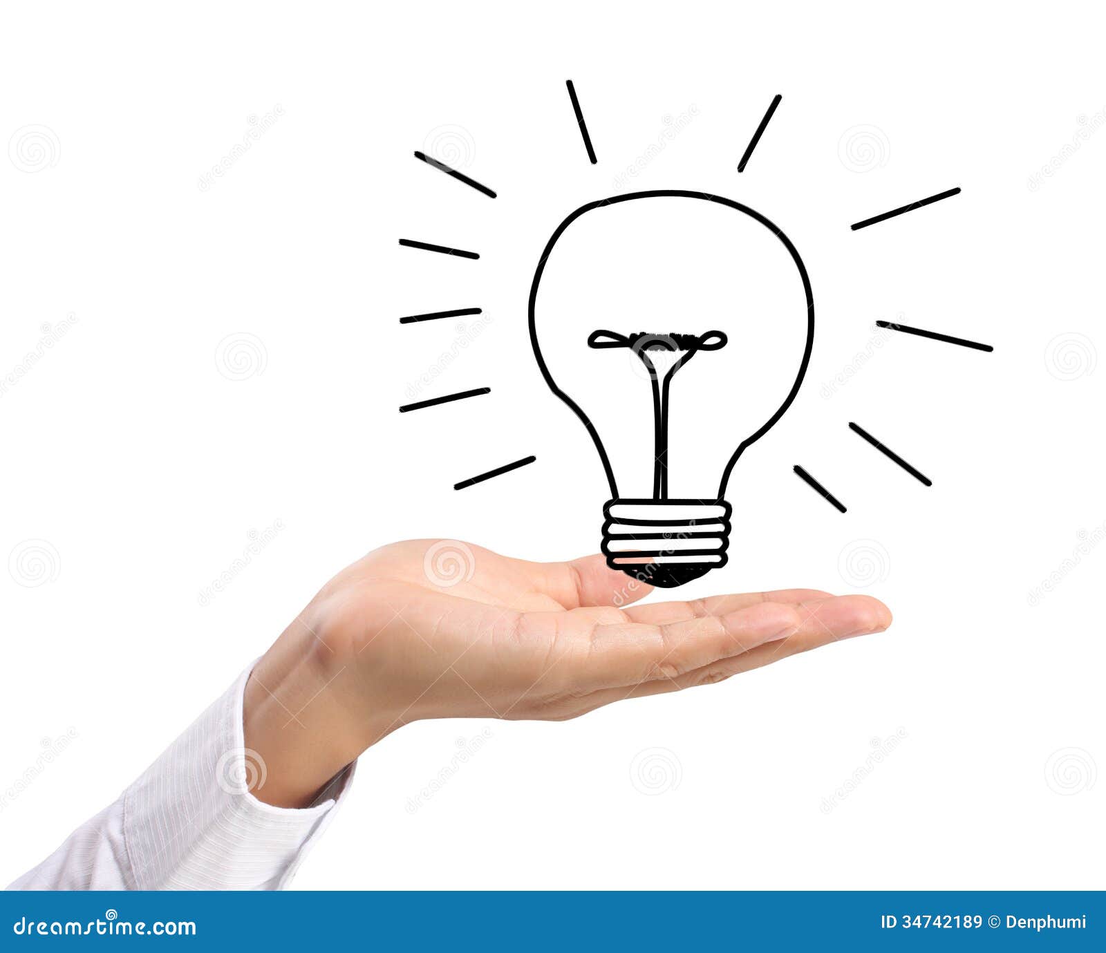 Hand drawing light bulb stock illustration. Illustration of portrait ...