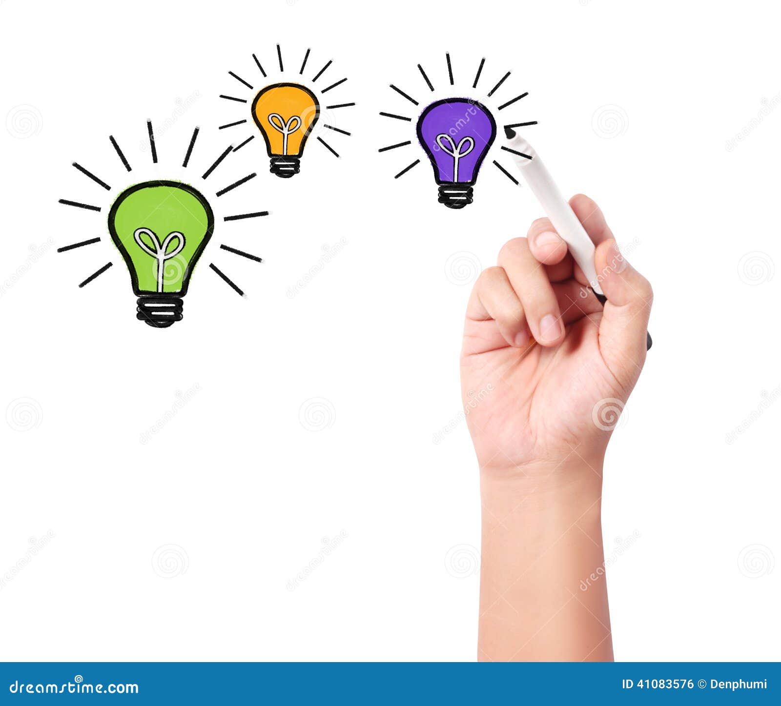 Hand drawing light bulb stock photo. Image of success - 41083576