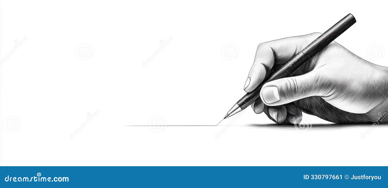 Hand Drawing a Line with Pen on White Background Stock Illustration ...