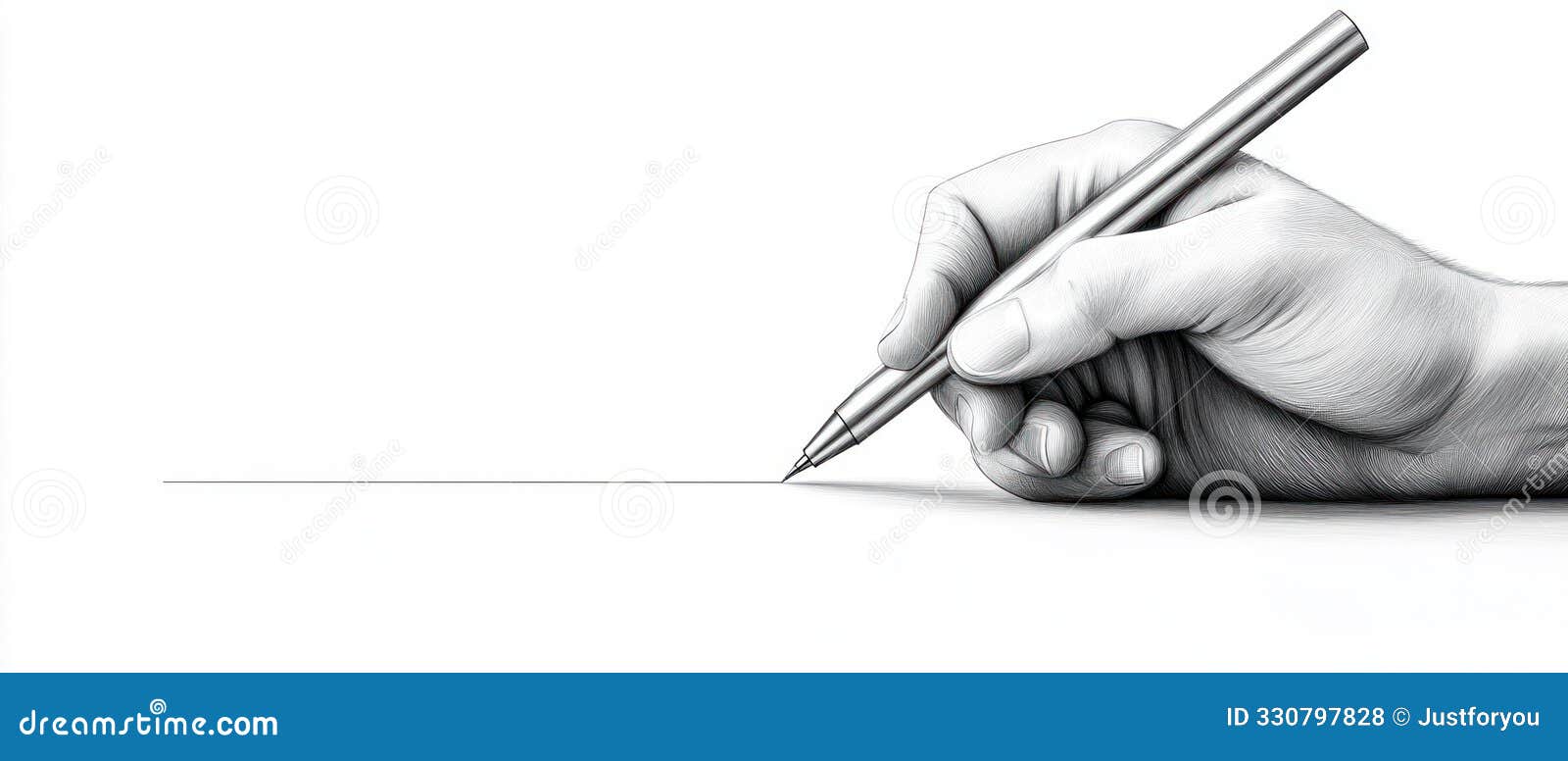Hand Drawing a Line with Pen on White Background Stock Illustration ...