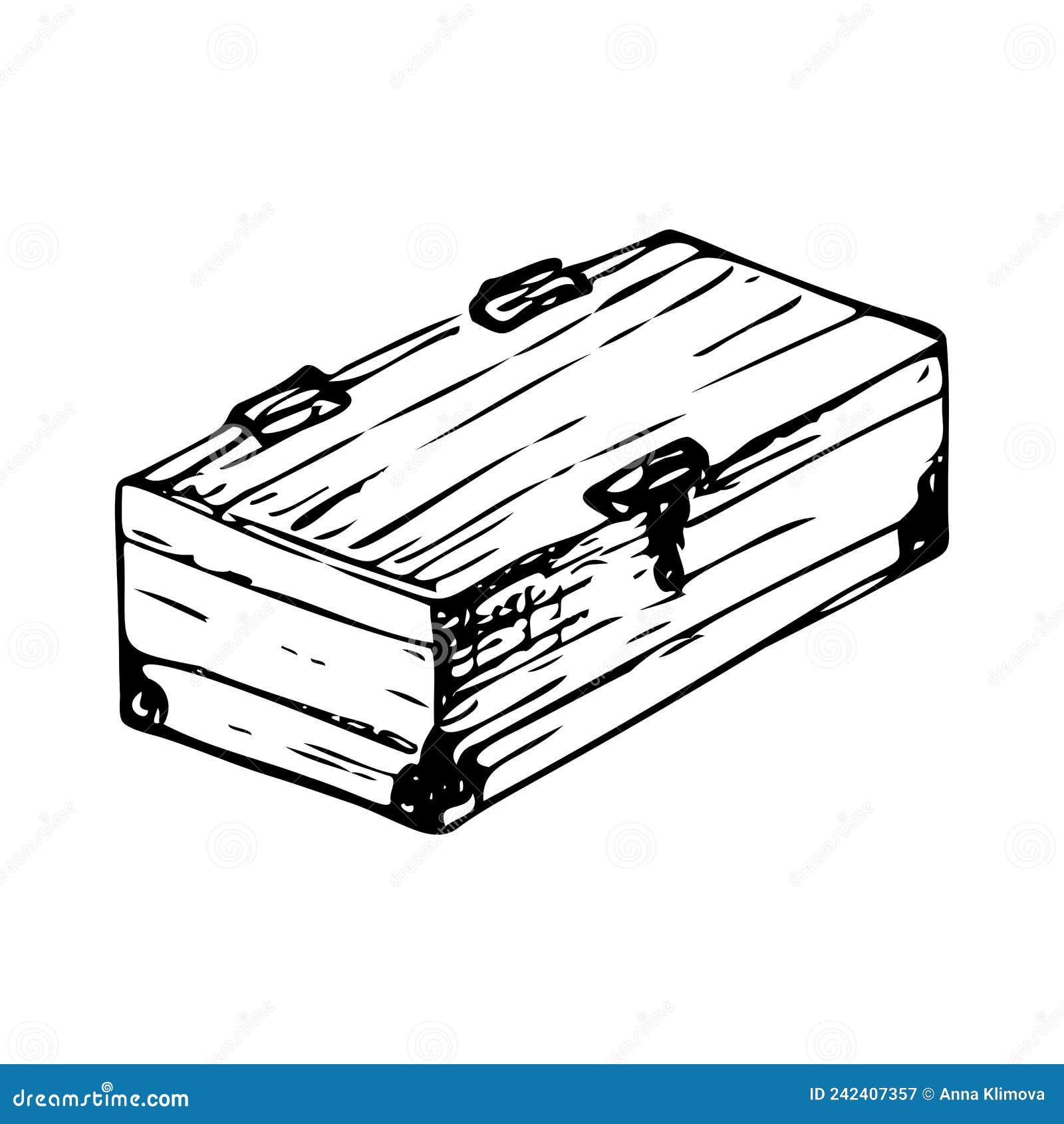 Hand Drawing of a Locked Treasure Chest Stock Vector - Illustration of ...