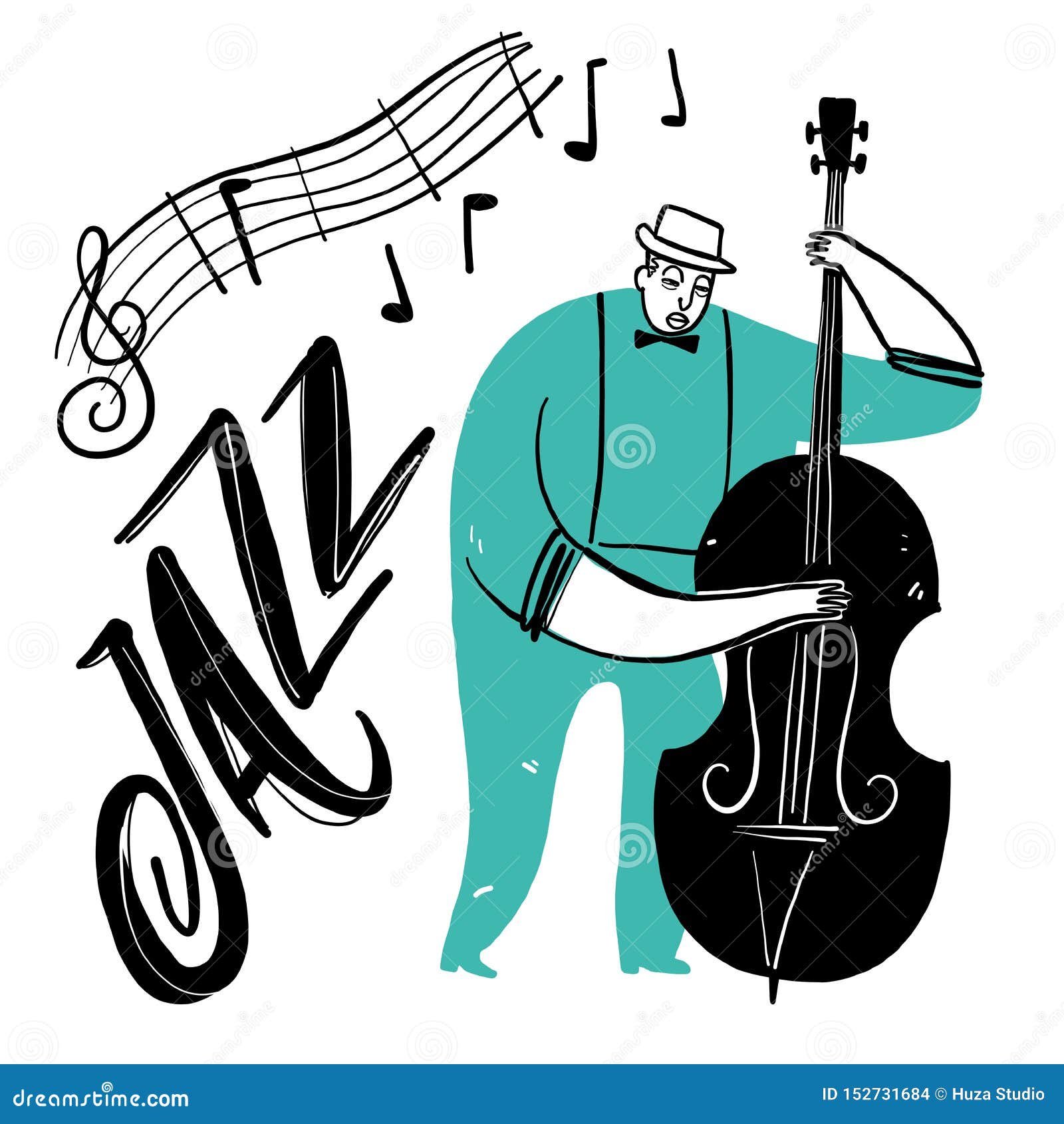Hand Drawing a Man Playing Music Stock Vector - Illustration of ...