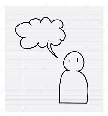 Hand Drawing Man Thinking on Blank Paper Stock Vector - Illustration of ...