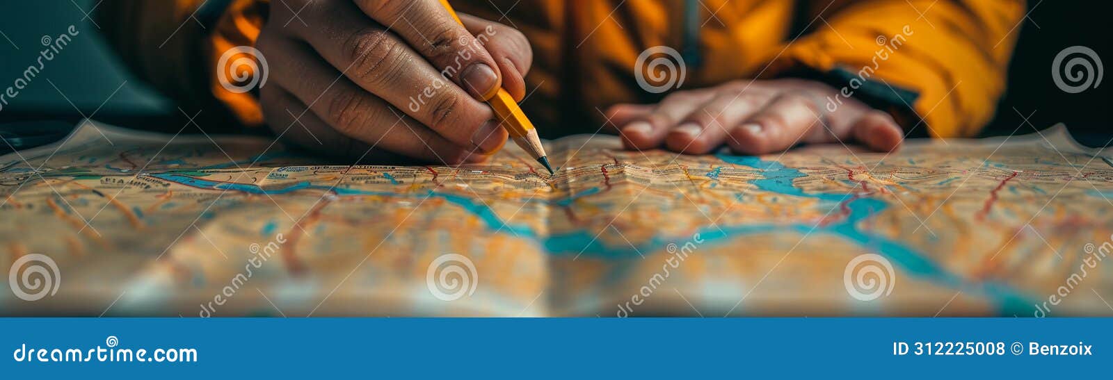 Hand drawing a map stock illustration. Illustration of blueprint ...