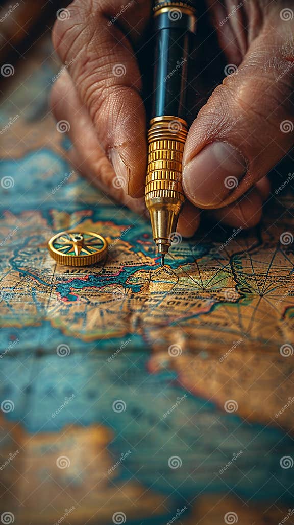 Hand drawing a map stock illustration. Illustration of destination ...