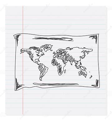 Hand Drawing Map of the World Stock Vector - Illustration of comic ...