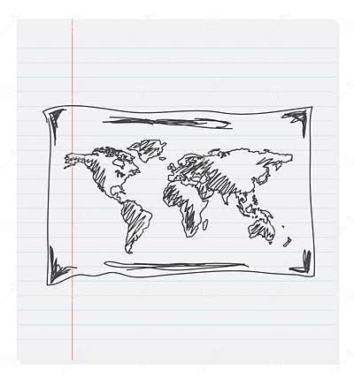Hand Drawing Map of the World Stock Vector - Illustration of comic ...
