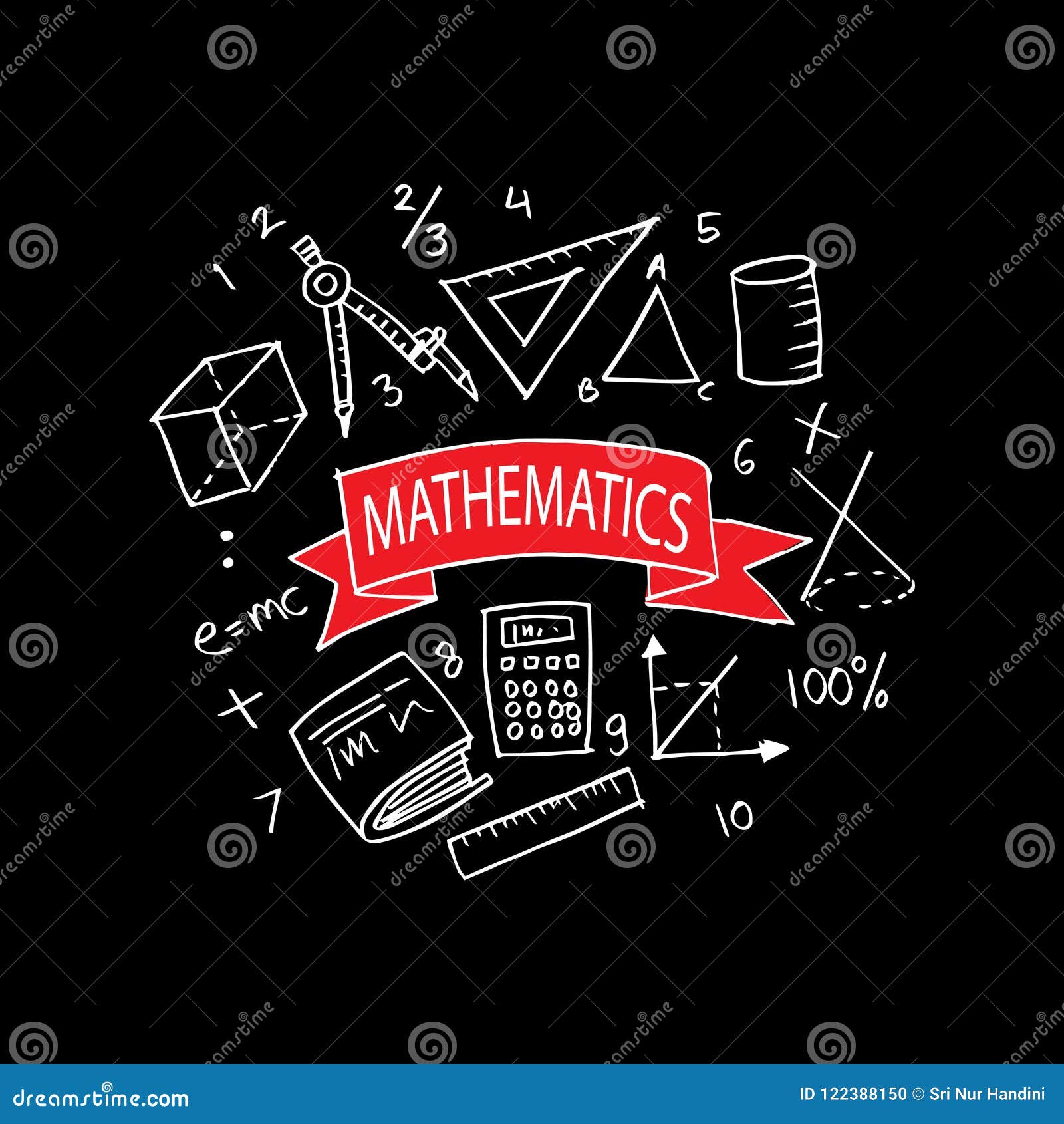 Hand Drawing Mathematics Doodle Set. Stock Illustration - Illustration ...