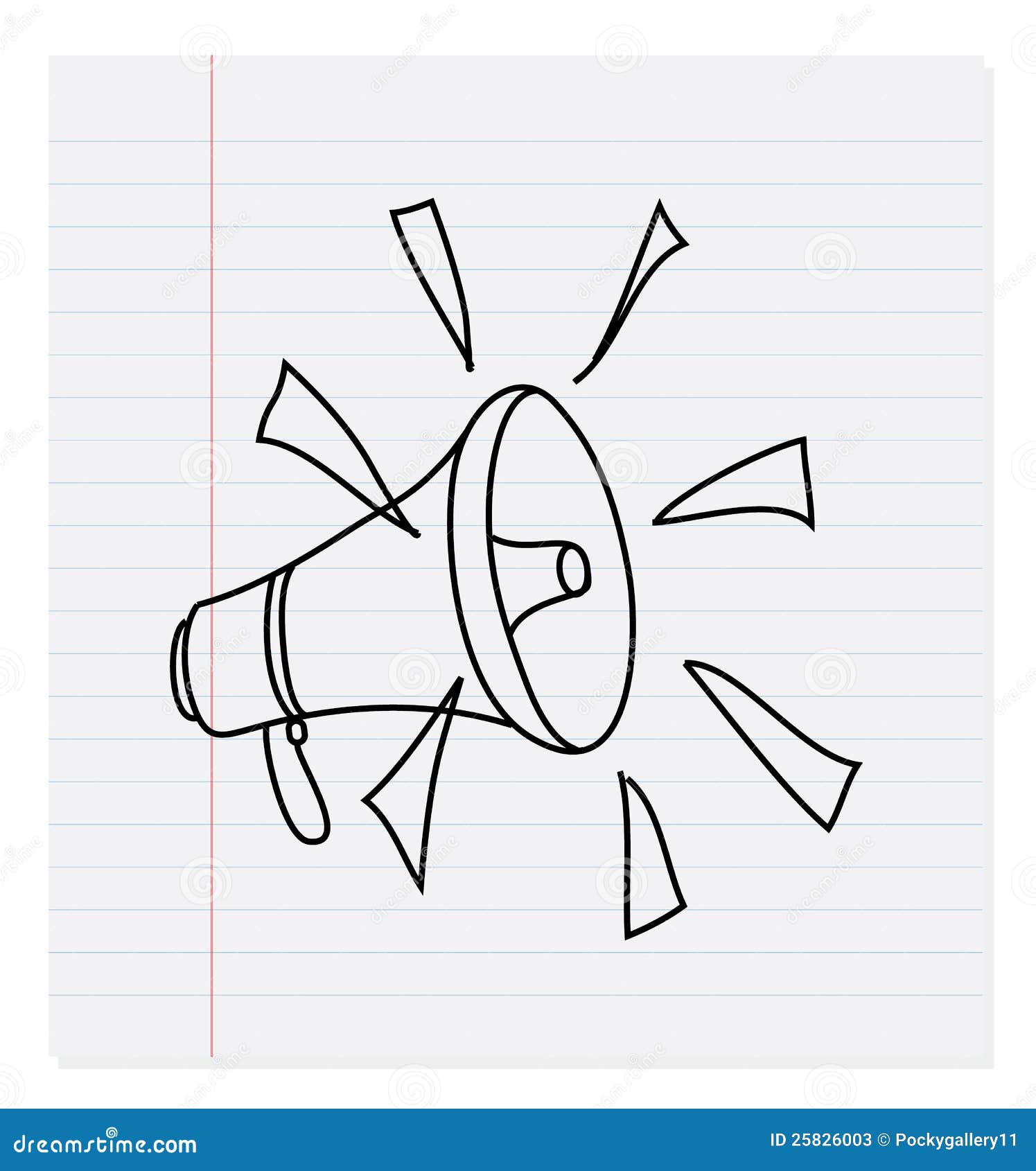 Hand Drawing Megaphone on Paper Stock Vector - Illustration of ...