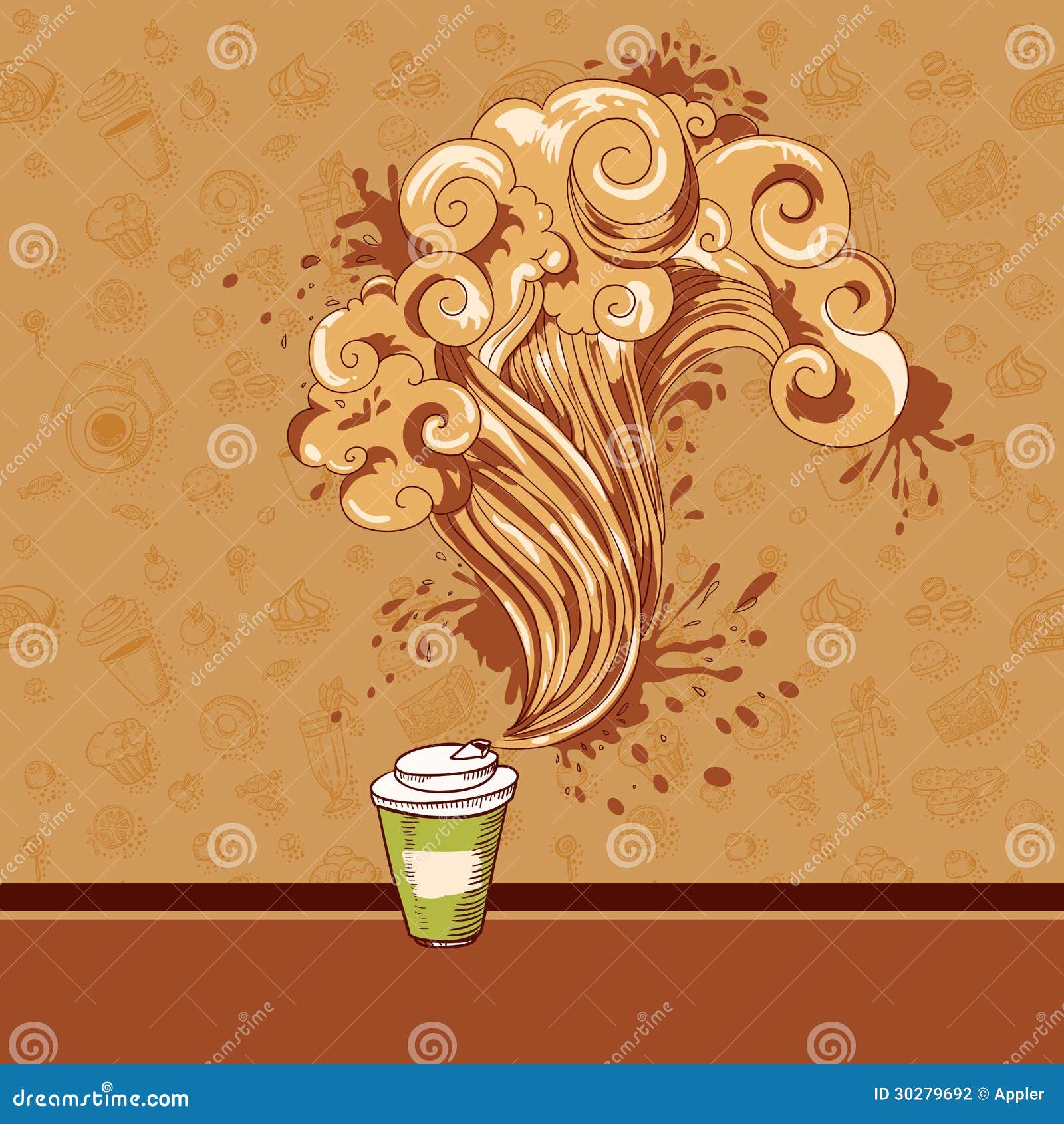 Seamless Pastry and Coffee Waves Concept Stock Illustration ...