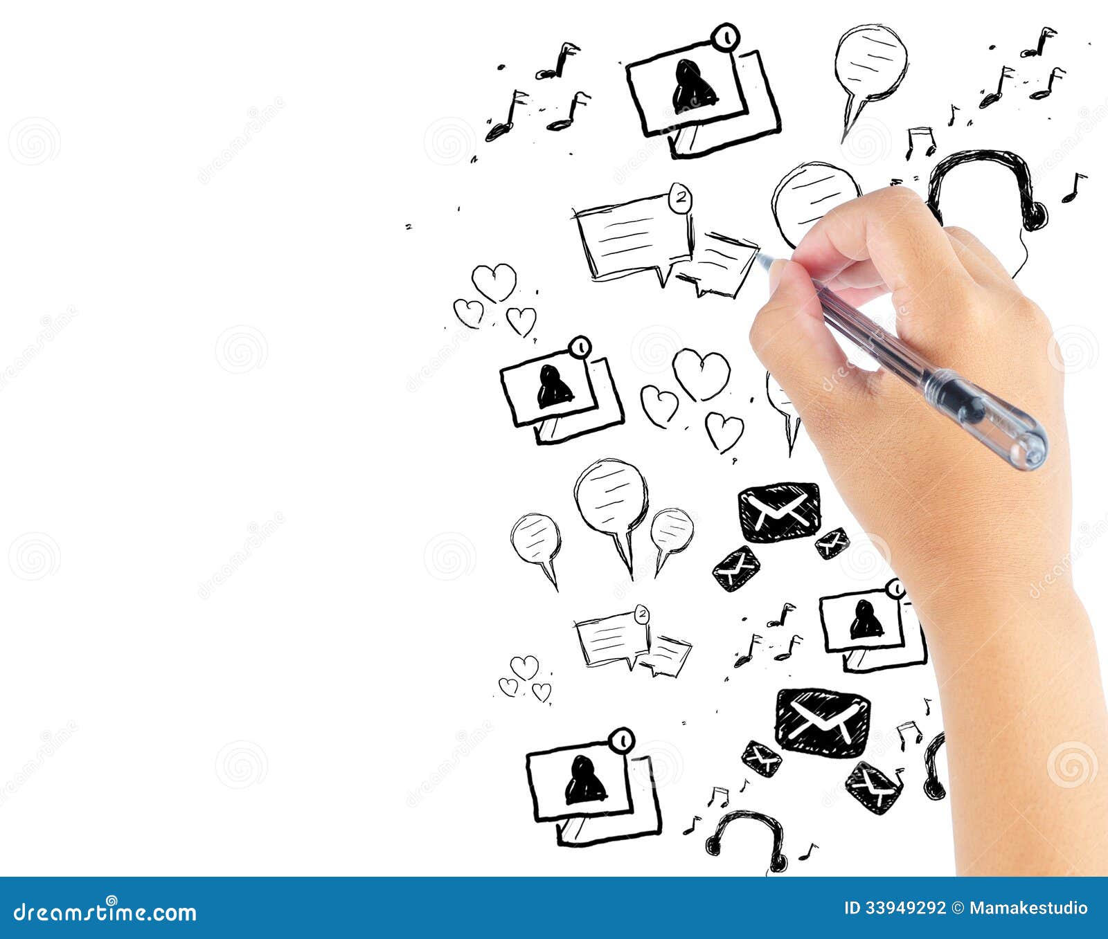 Hand Drawing Modern Technology Application Stock Photo - Image of ...