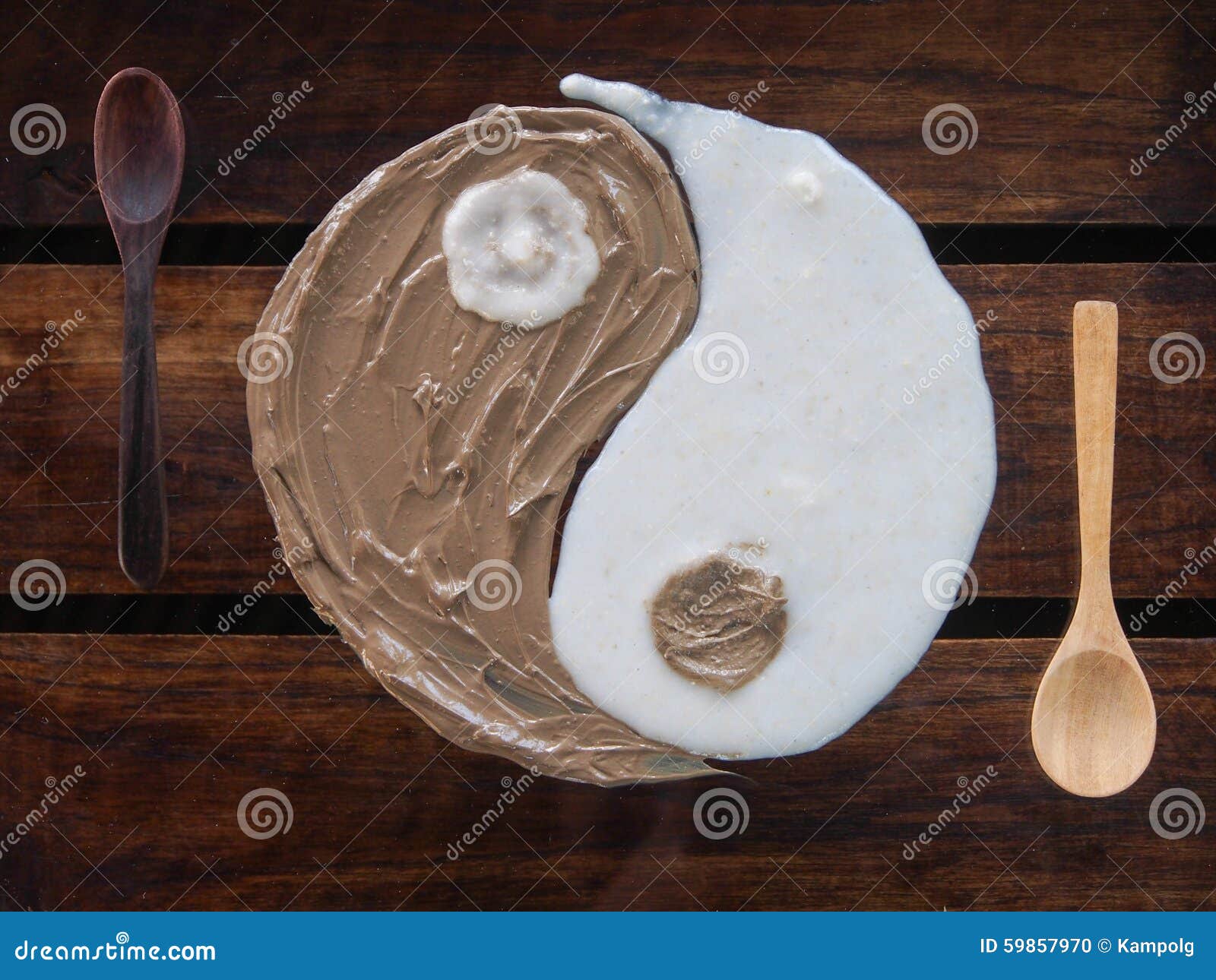 Hand Drawing of Mud and Rice on the Glass As Yin and Yang Stock Photo ...