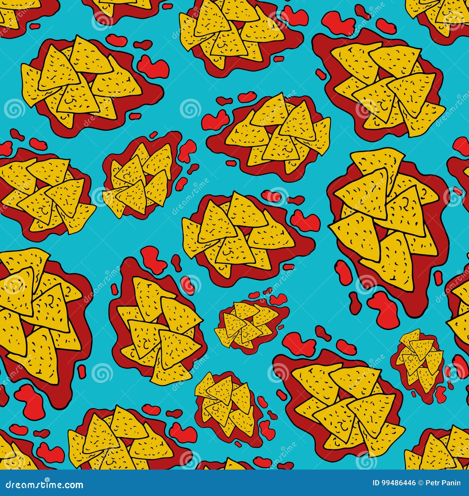 Hand Drawing Nachos Doodle Seamless Pattern Stock Illustration ...