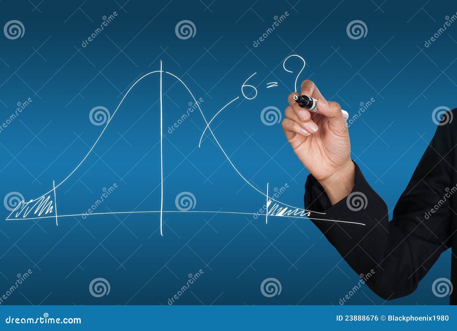 Hand Drawing a Normal Curve Stock Photo - Image of market, businessman ...