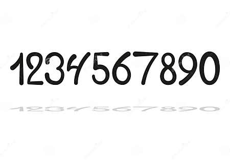 Hand Drawing Numbers, Simple and Bold Digits with Shadow Stock Vector ...