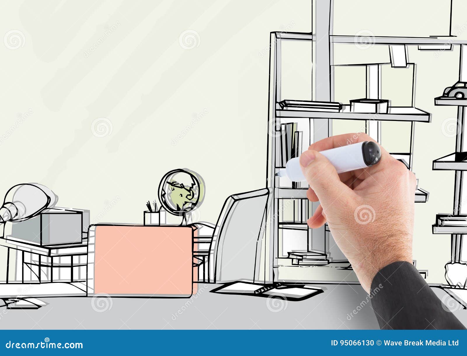 Hand Drawing Office Lines. with a Little Bit of Color Stock Photo ...