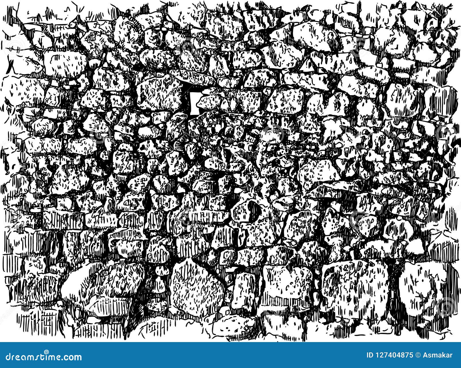 Vector Drawing of an Old Cobblestone Wall Stock Vector - Illustration ...