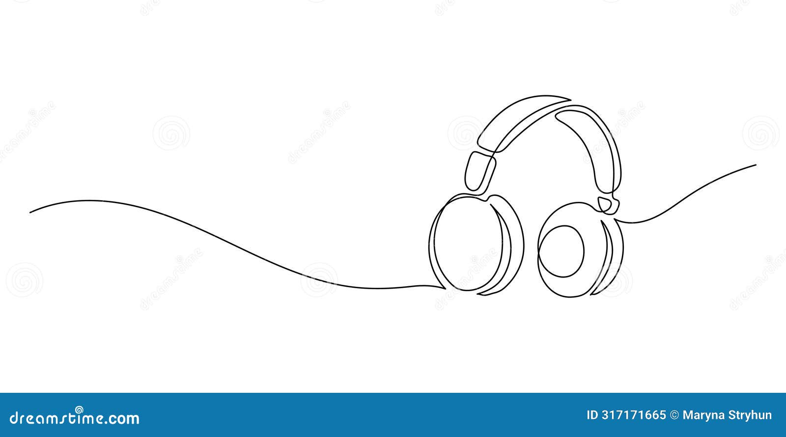 Hand Drawing One Line Headphones Speaker On White Background ...