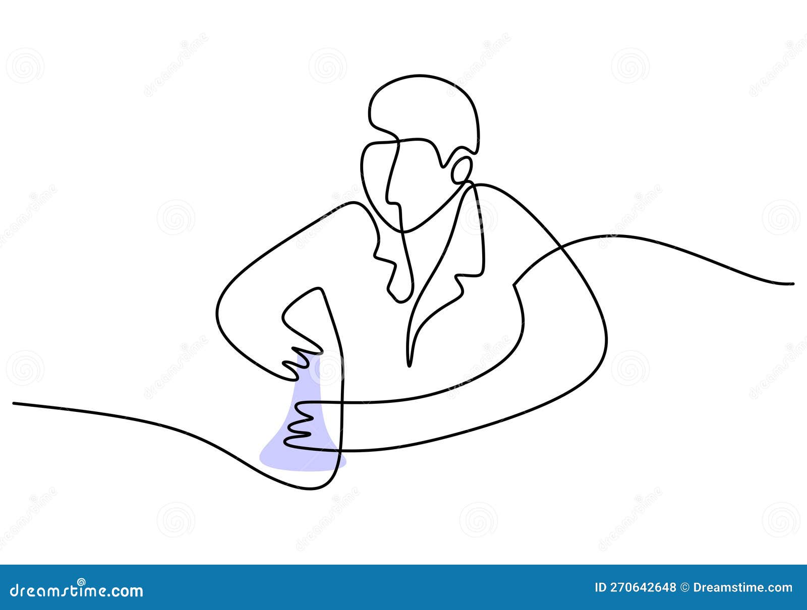 Hand Drawing One Single Continuous Line Of Scientist Do Experiment ...