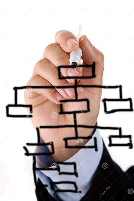 Hand Drawing Organigram Chart in Whiteboard Stock Photo - Image of ...