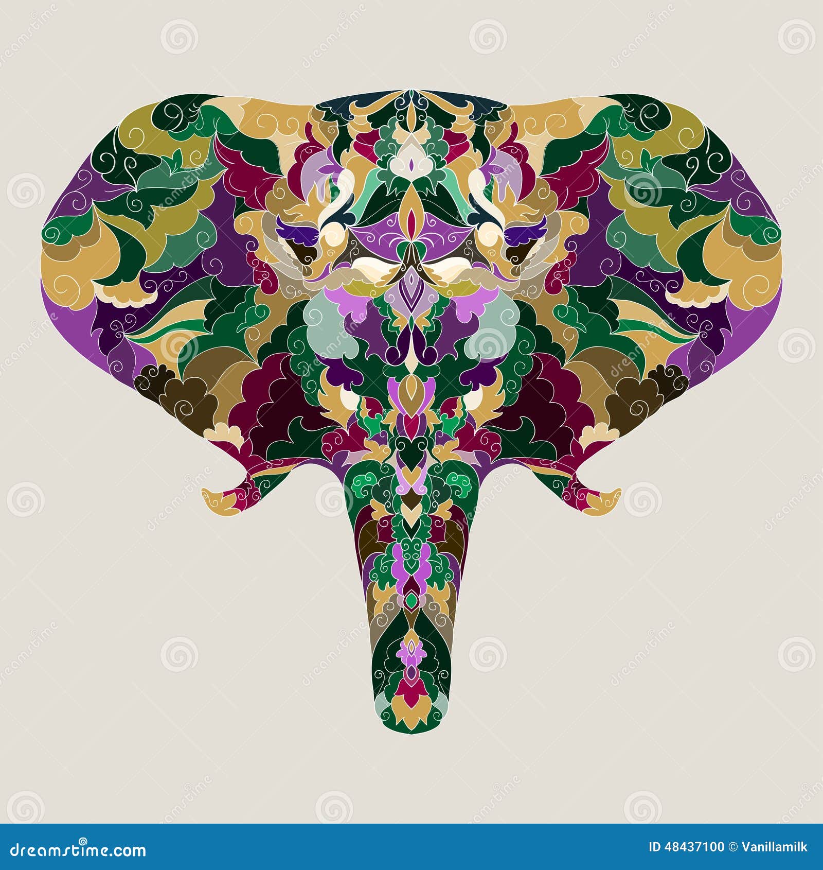 Hand-drawing Ornamental Abstract Elephant Background Stock Vector ...
