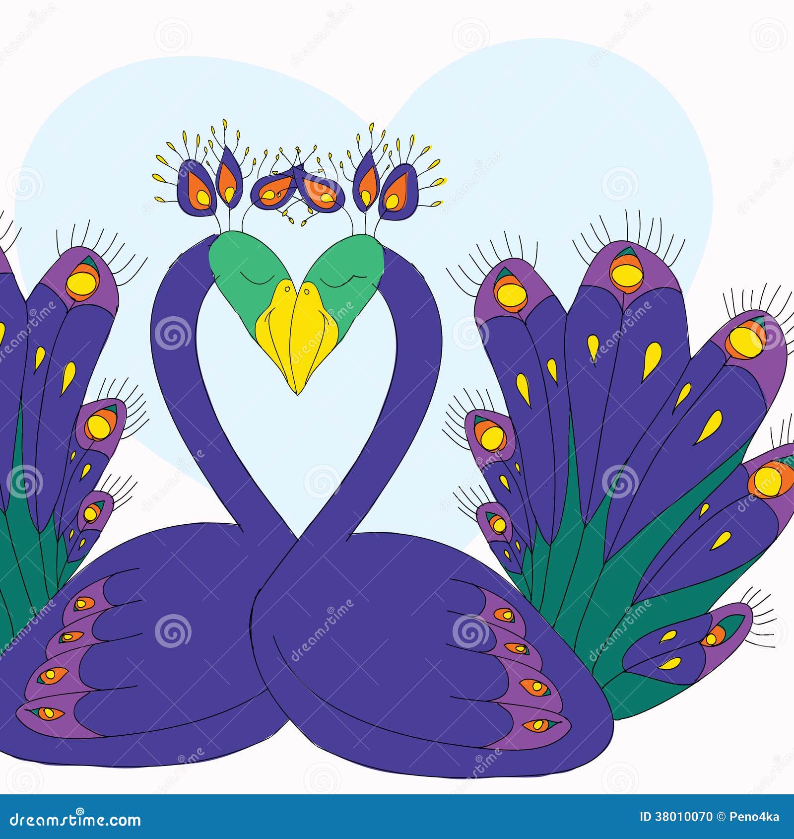 Hand Drawing Pair of Peacock Stock Vector - Illustration of abstract ...