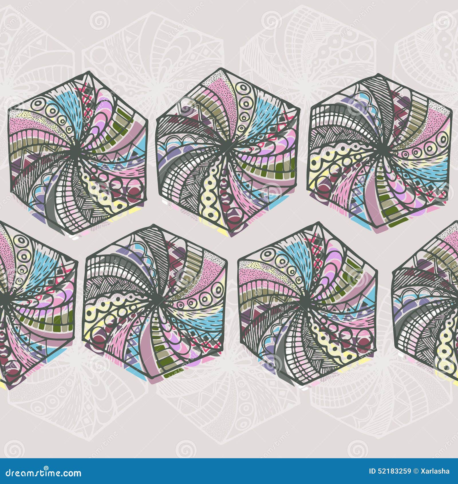 Hand Drawing Pattern with Polygons Stock Vector - Illustration of ...