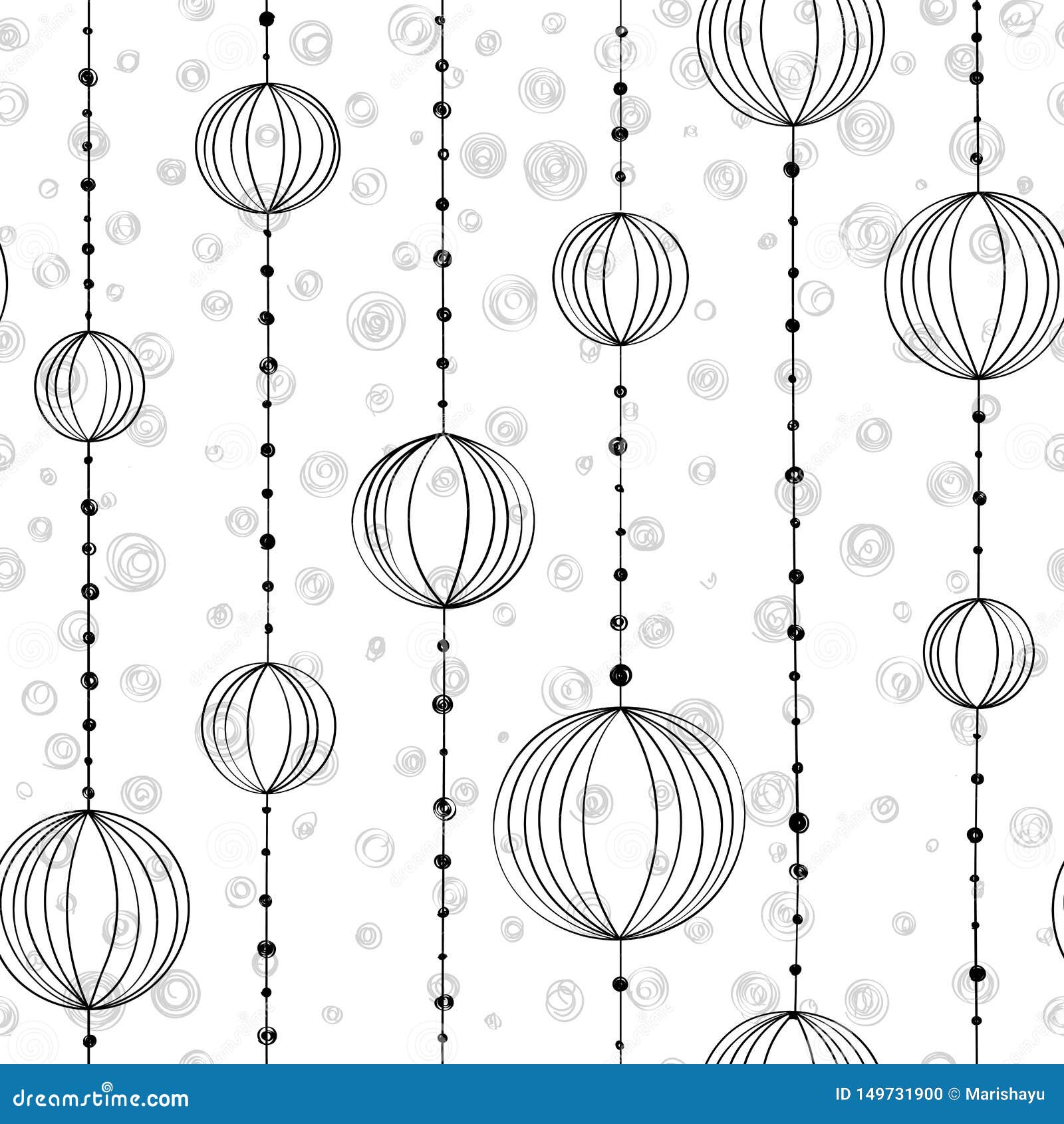 Hand Drawing Pattern with Threads and Bead Stock Vector - Illustration ...