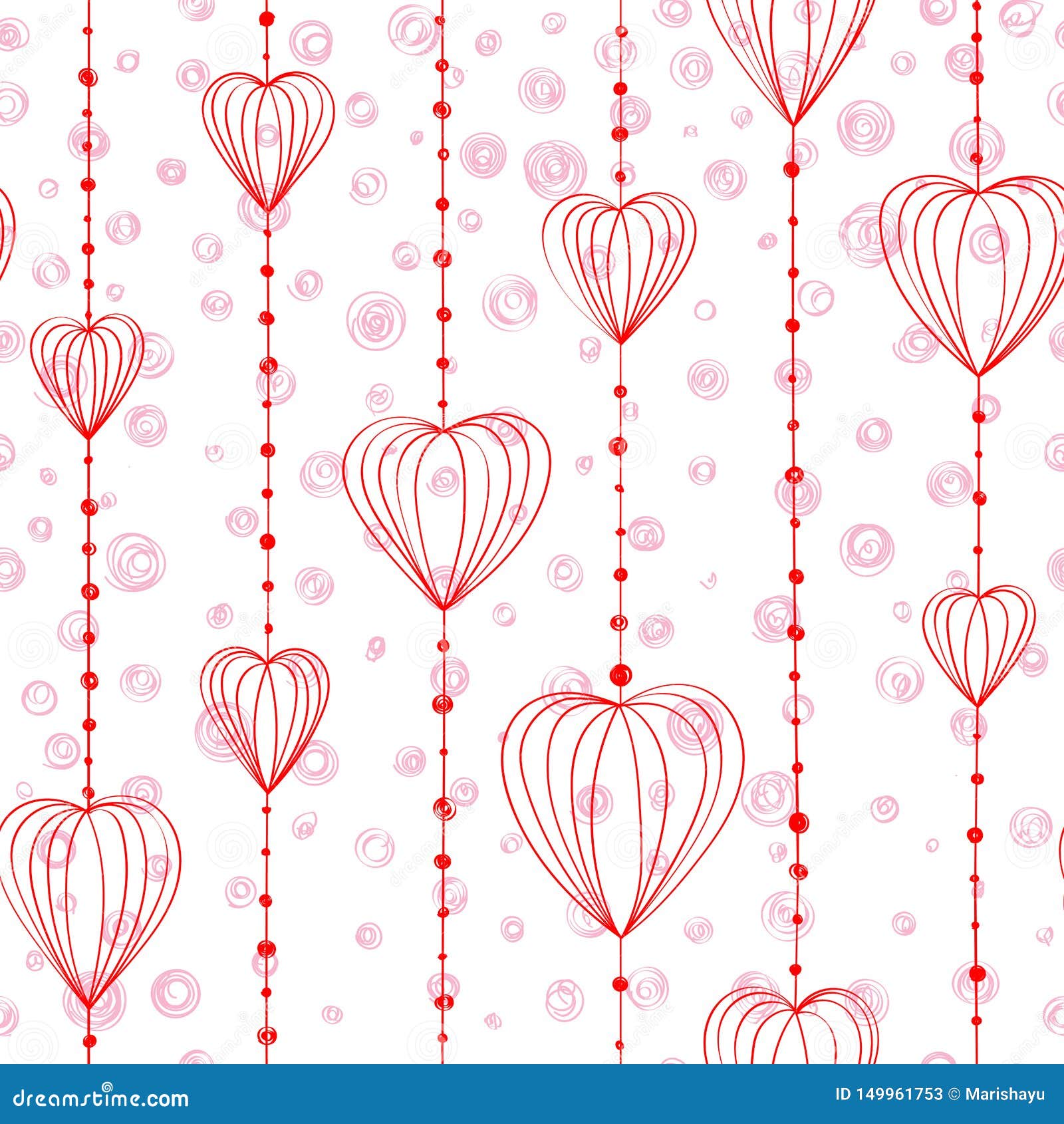 Hand Drawing Pattern with Threads and Heart Bead Stock Vector ...
