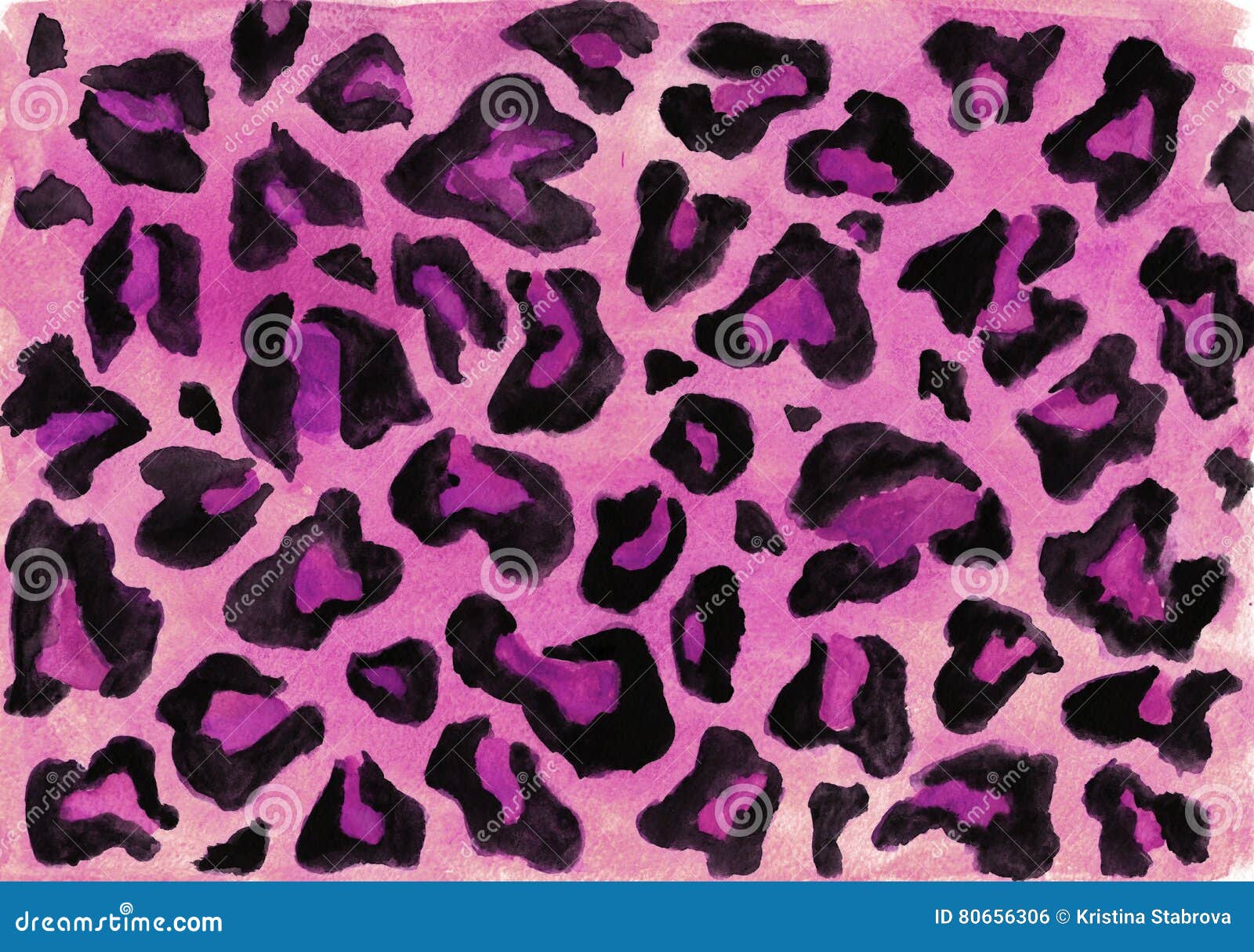 Hand Drawing Pink Leopard Print. Watercolor Background Stock ...