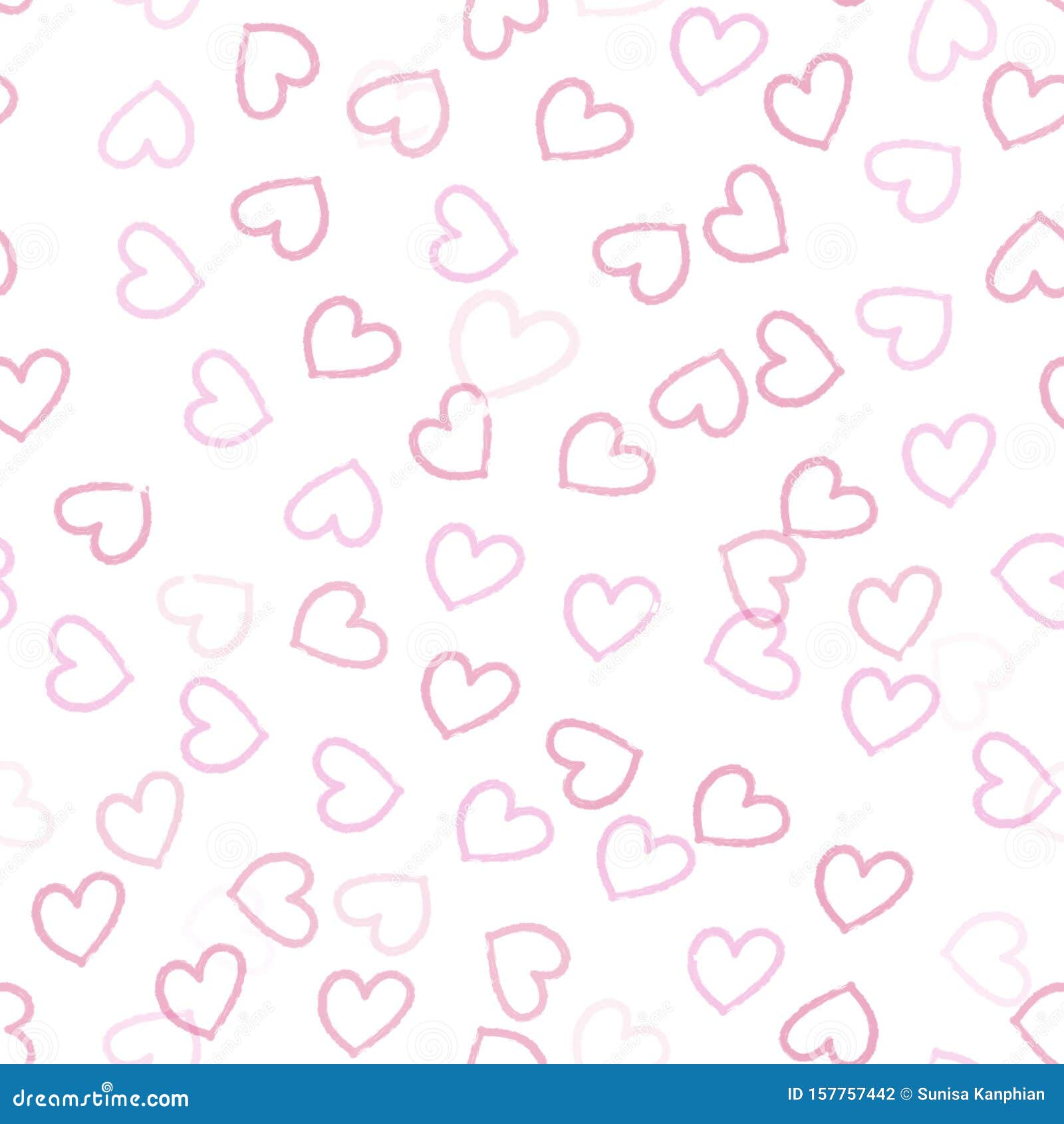 Hand Drawing Pink Mini Hearts Seamless Pattern. Stock Illustration ...