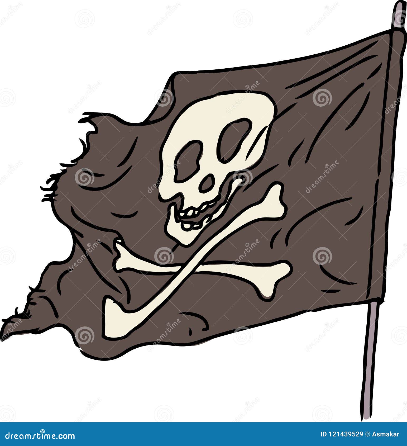 Vector Image of a Pirate Flag Flying in the Wind Stock Vector ...