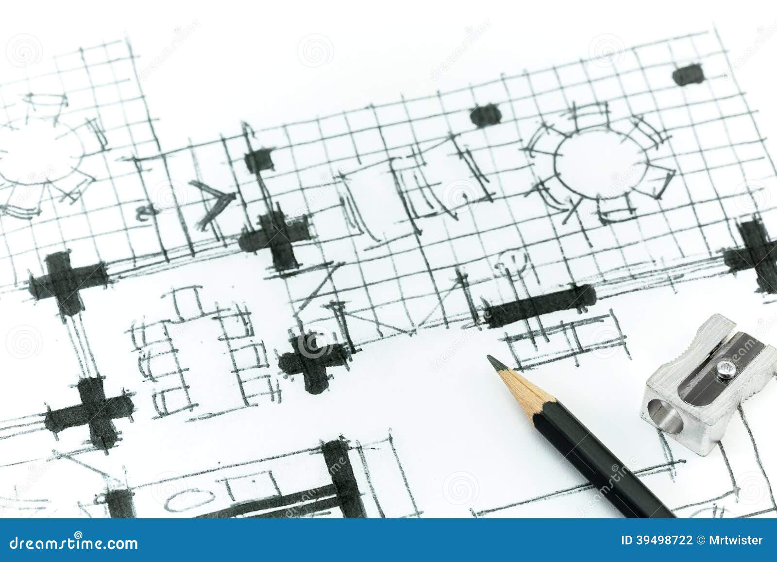 Hand drawing plan stock photo. Image of paper, architectural - 39498722