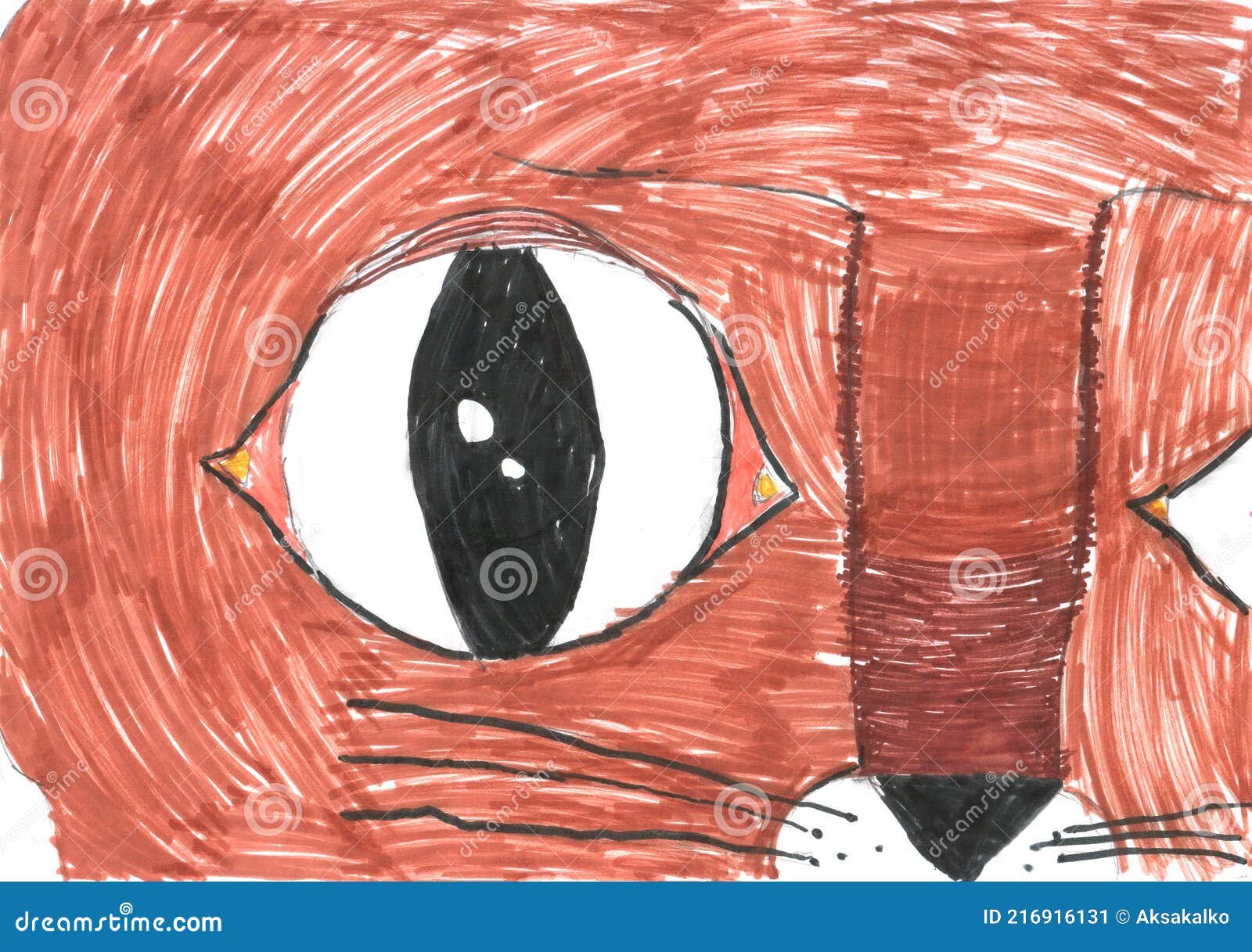 Hand-drawing Portrait of Half of the Cat Face. Stock Image - Image of ...