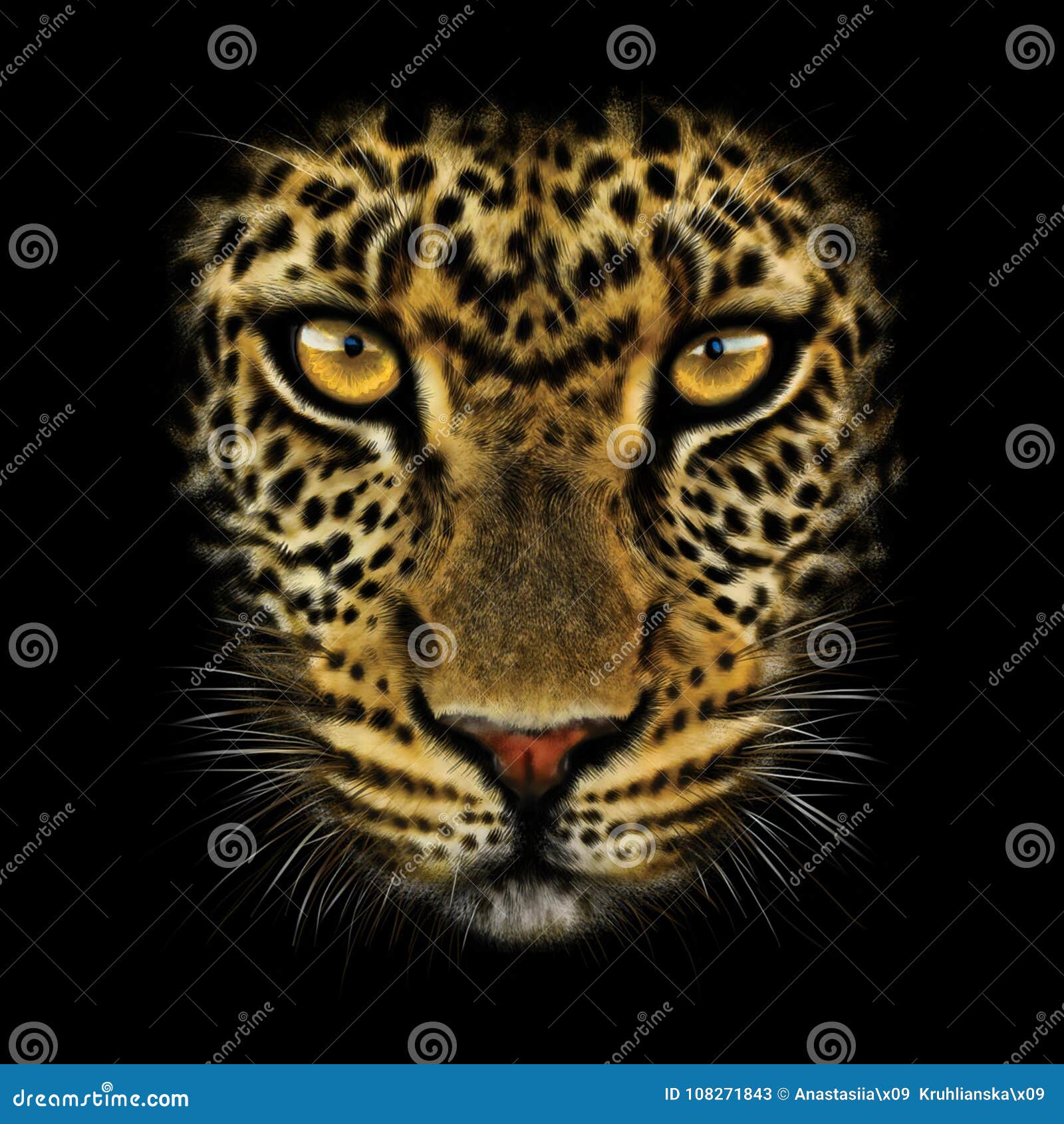 Hand-drawing Portrait of a Leopard Stock Image - Image of black, africa ...
