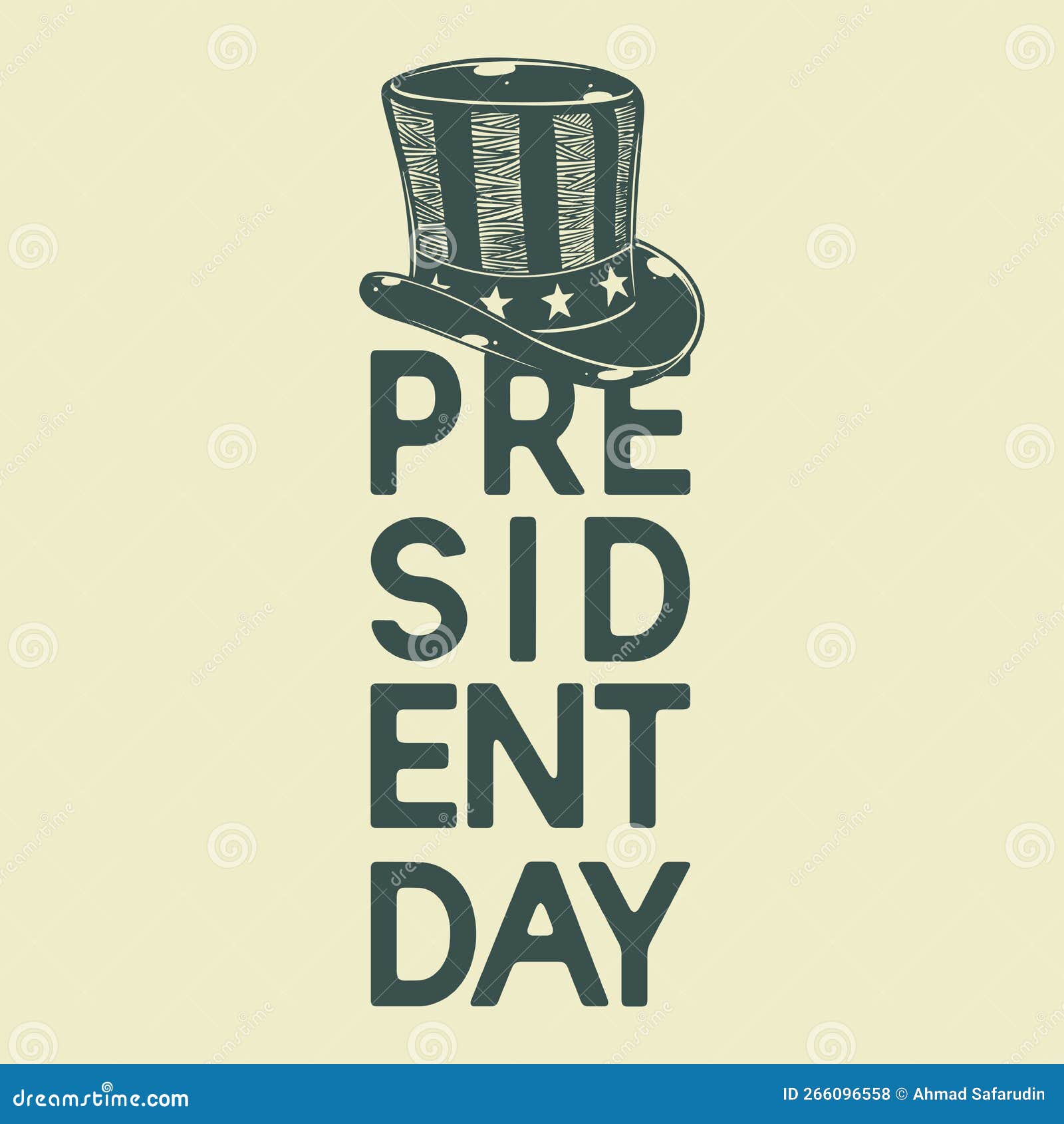 Hand Drawing President Day Element with Big Hat Isolated on White ...