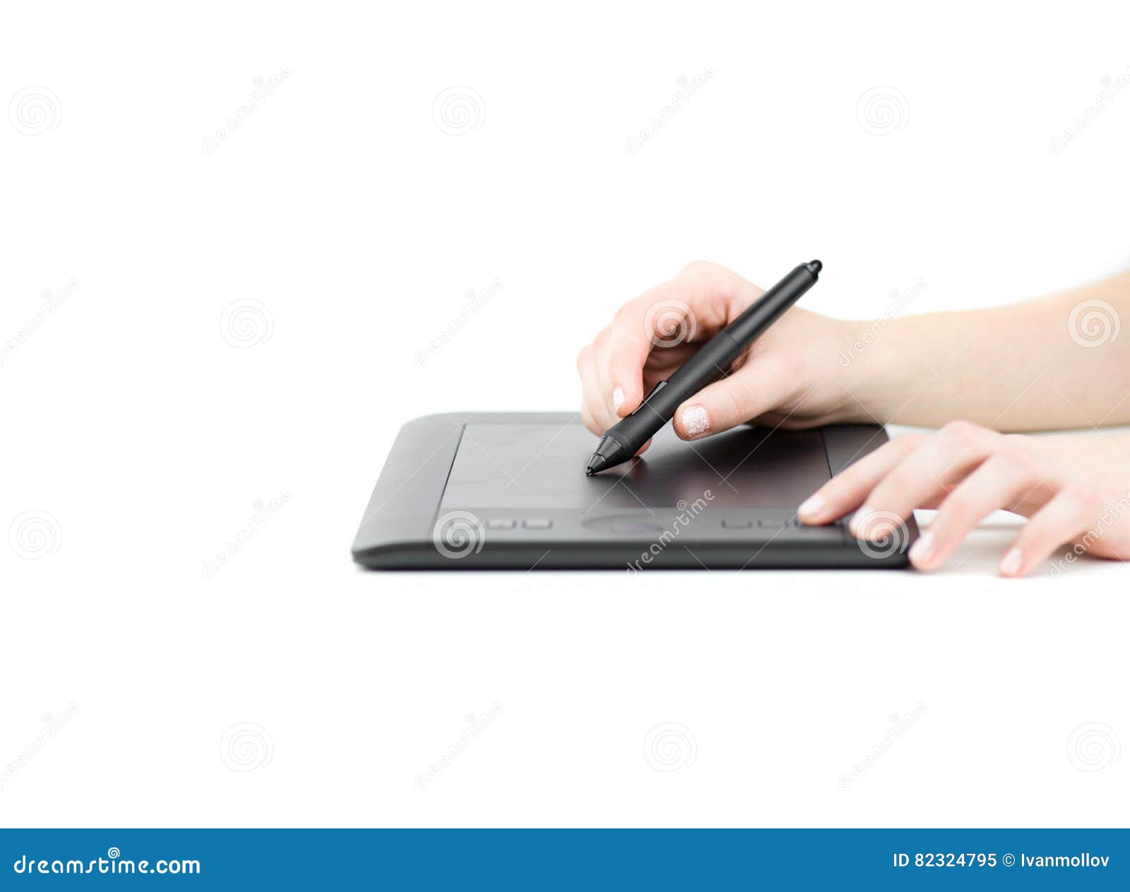 Hand Drawing on Professional Graphic Tablet Stock Image - Image of ...