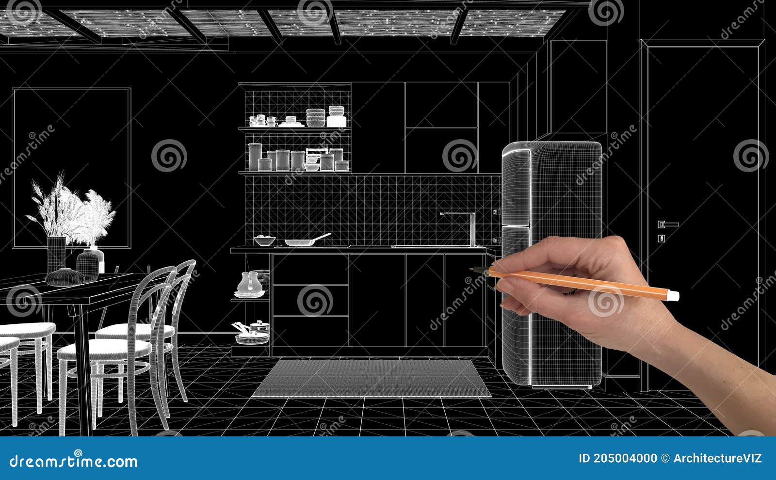 Drawing On The Ceiling In The Basilica. Symmetric Composition. Wooden ...