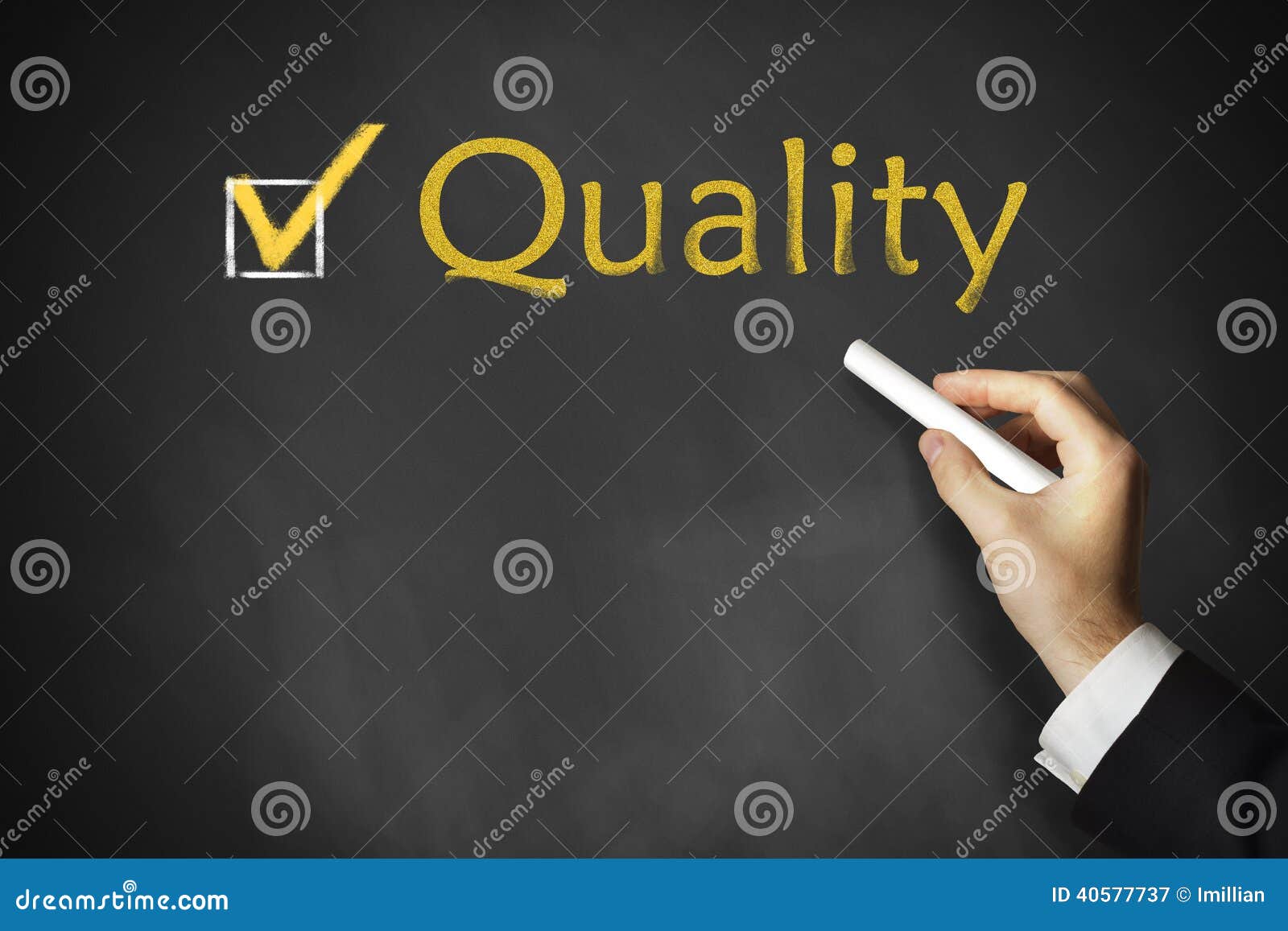 Hand Drawing Quality on a Chalk Board Stock Image - Image of funding ...
