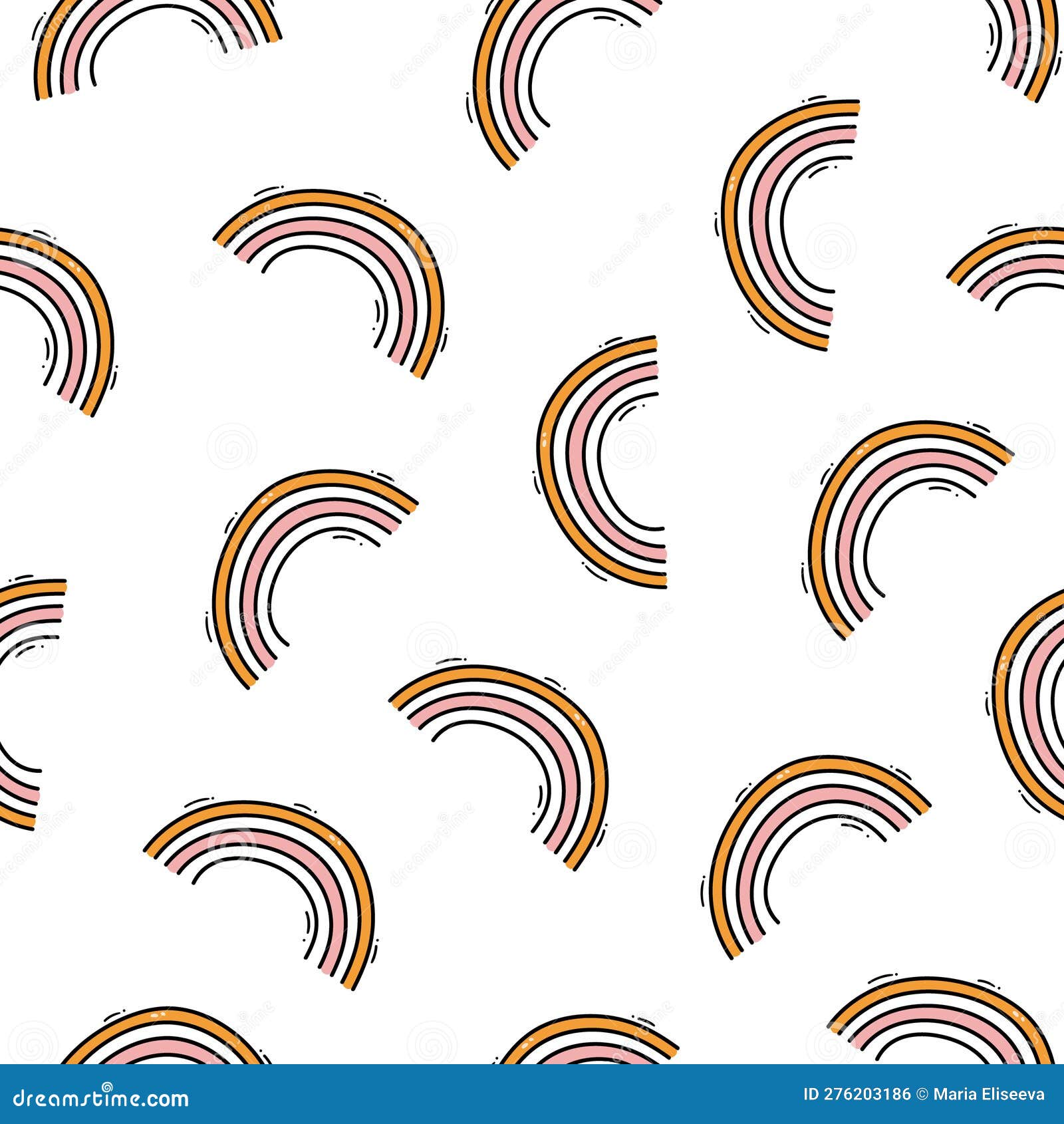 Hand Drawing Rainbow Pattern Illustration Vector. Doodle Seamless ...