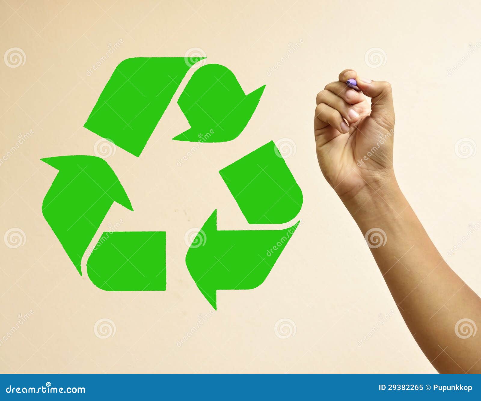 Hand Drawing Recycle Symbol Stock Image - Image of adult, sign: 29382265